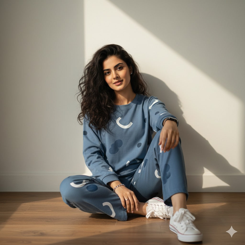 MOON PRINTED BLUE - PJ SUIT FOR WOMEN – Zipwear