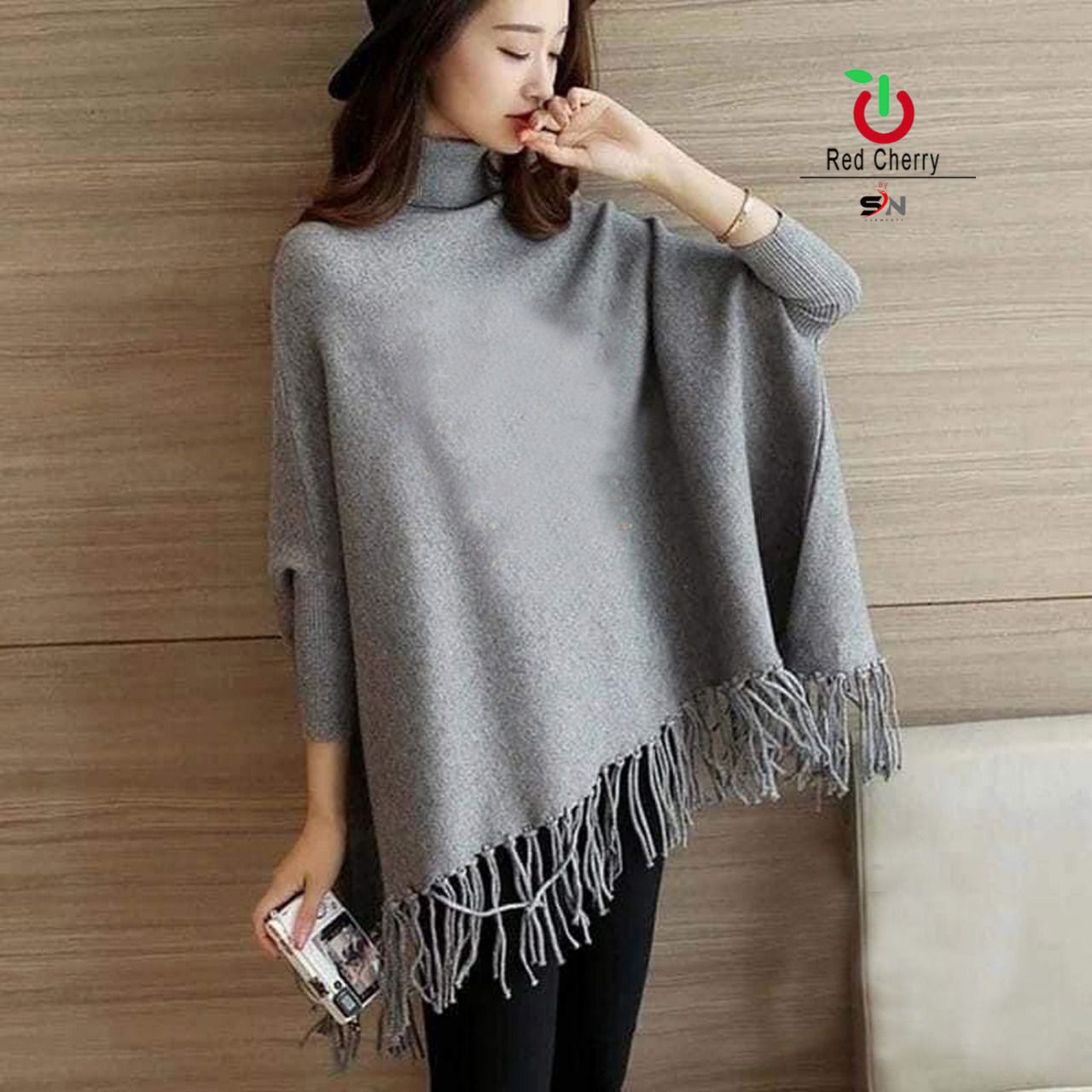 PLAIN PONCHO - GREY – Zipwear